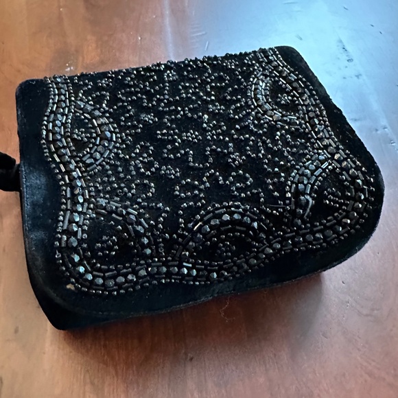 Bags | Vintage Black Velvet Beaded Box Purse | Poshmark